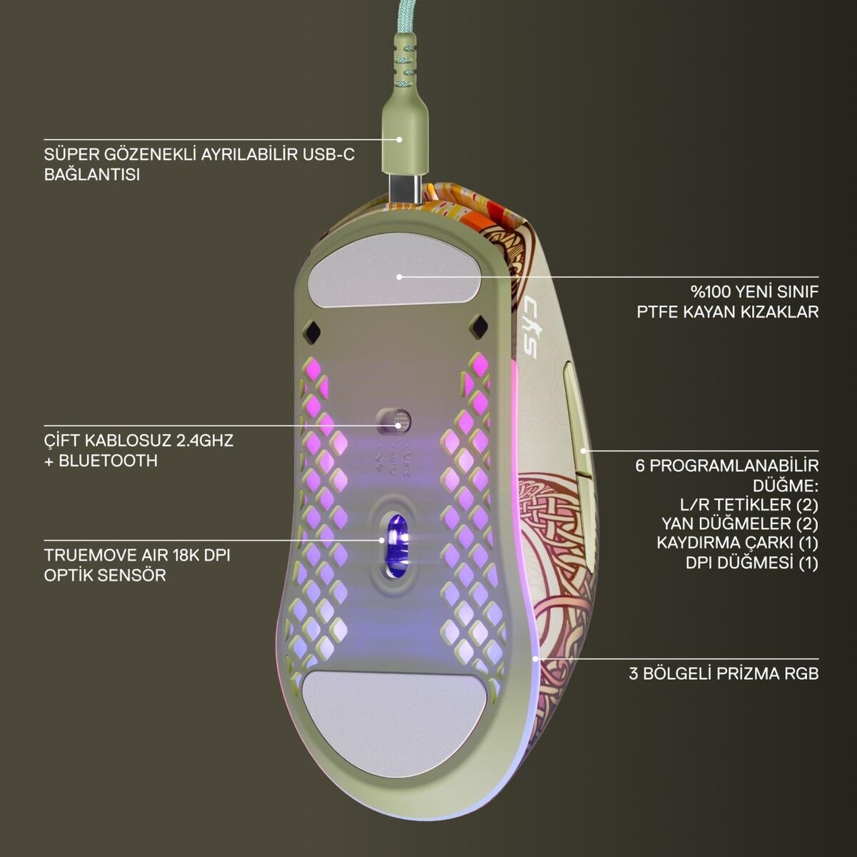SteelSeries CS2 Dragon Lore Edition Wireless Kablosuz Oyuncu Mouse