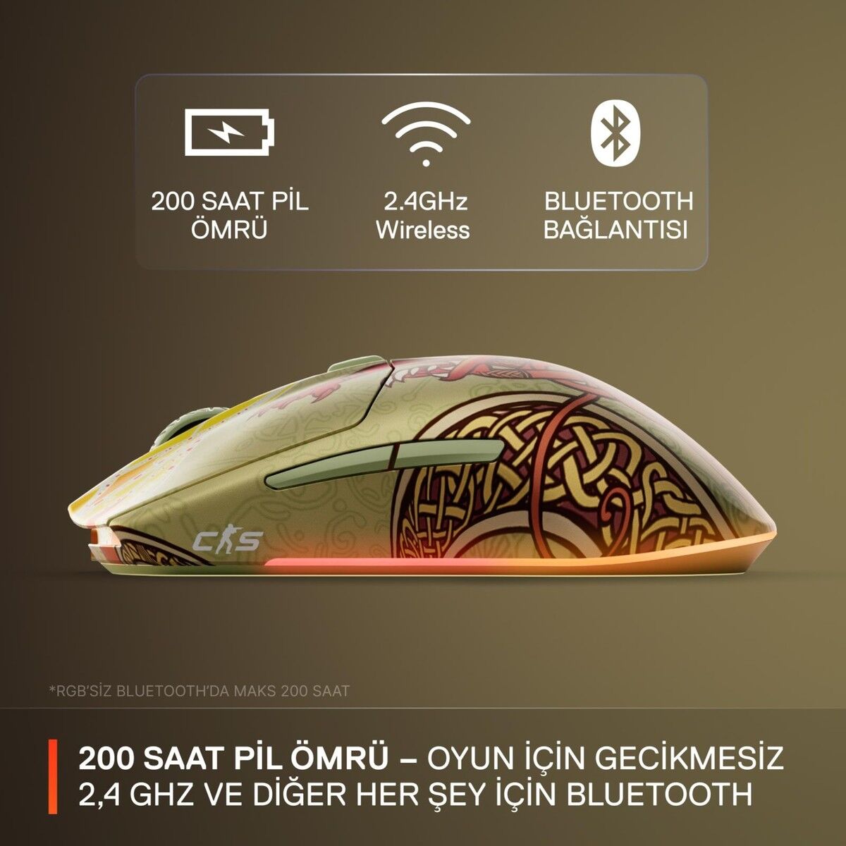 SteelSeries CS2 Dragon Lore Edition Wireless Kablosuz Oyuncu Mouse